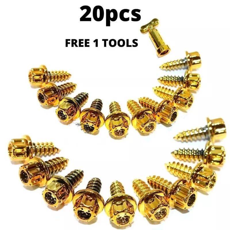 20 BIJI SKRU PLASTIC COVERSET SCREW BODY SET COVER SET SKRU SCREW GOLD ...