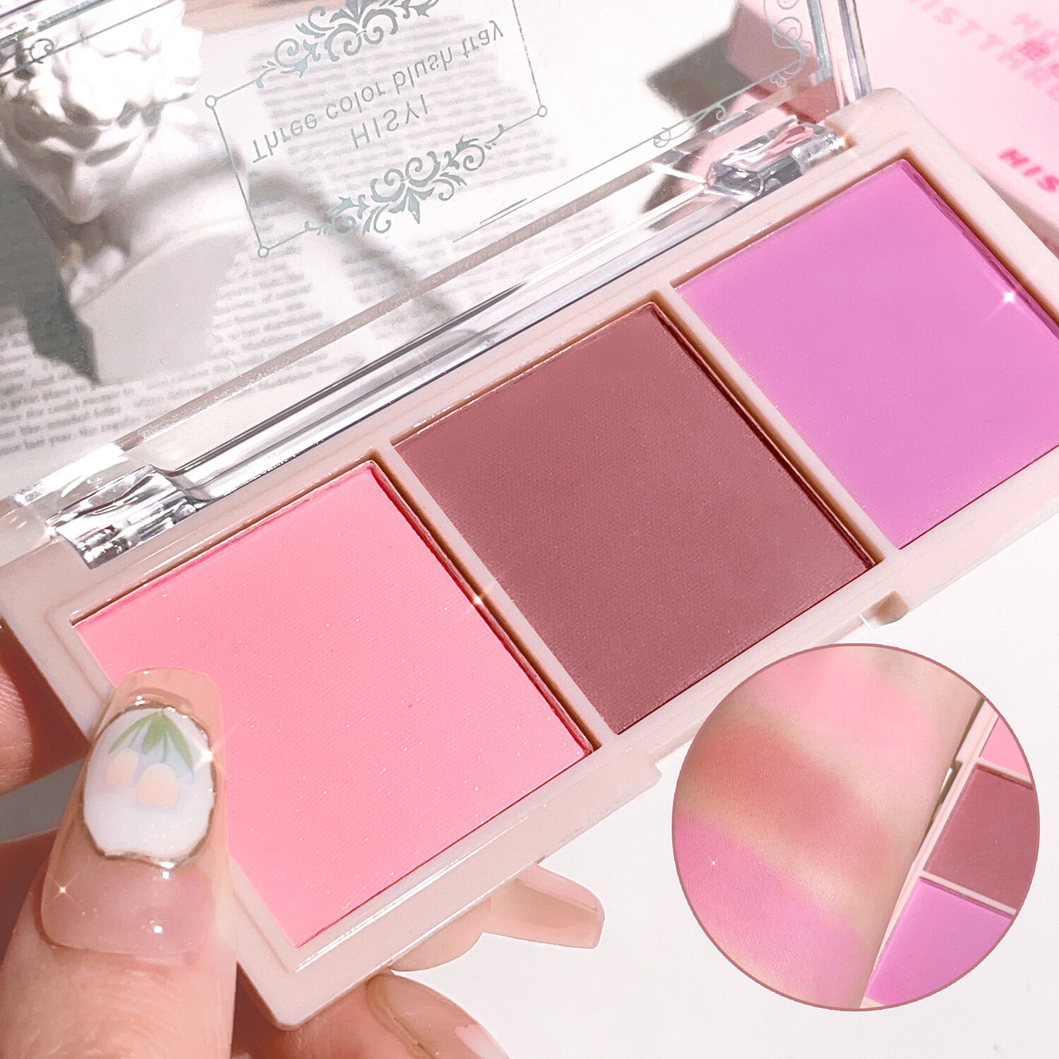 HISYI three-color blush natural color rendering delicate non-flying ...