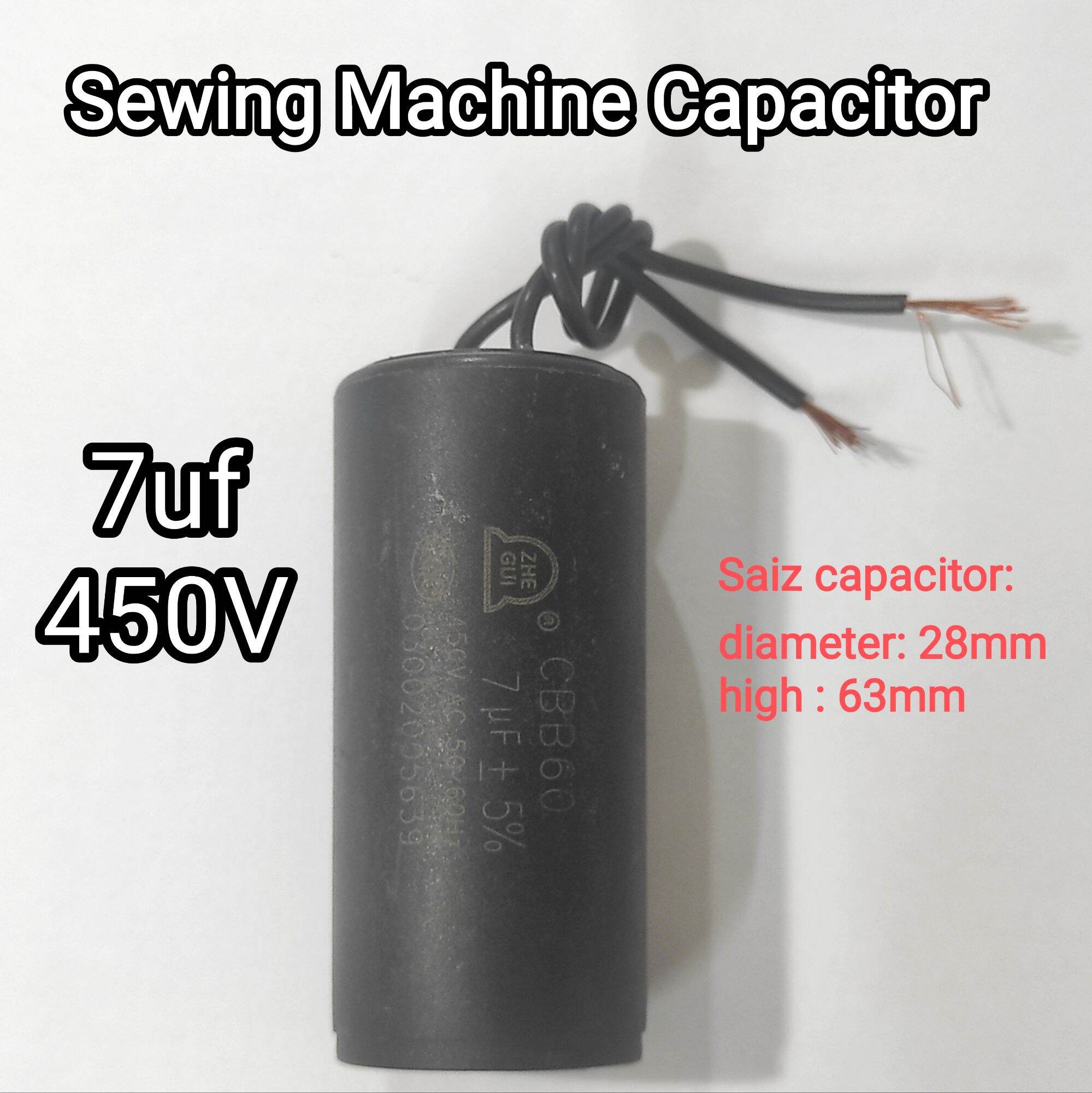 1 biji 7uf 450V Sewing Machine Capacitor kapasitor mesin jahit industry ...