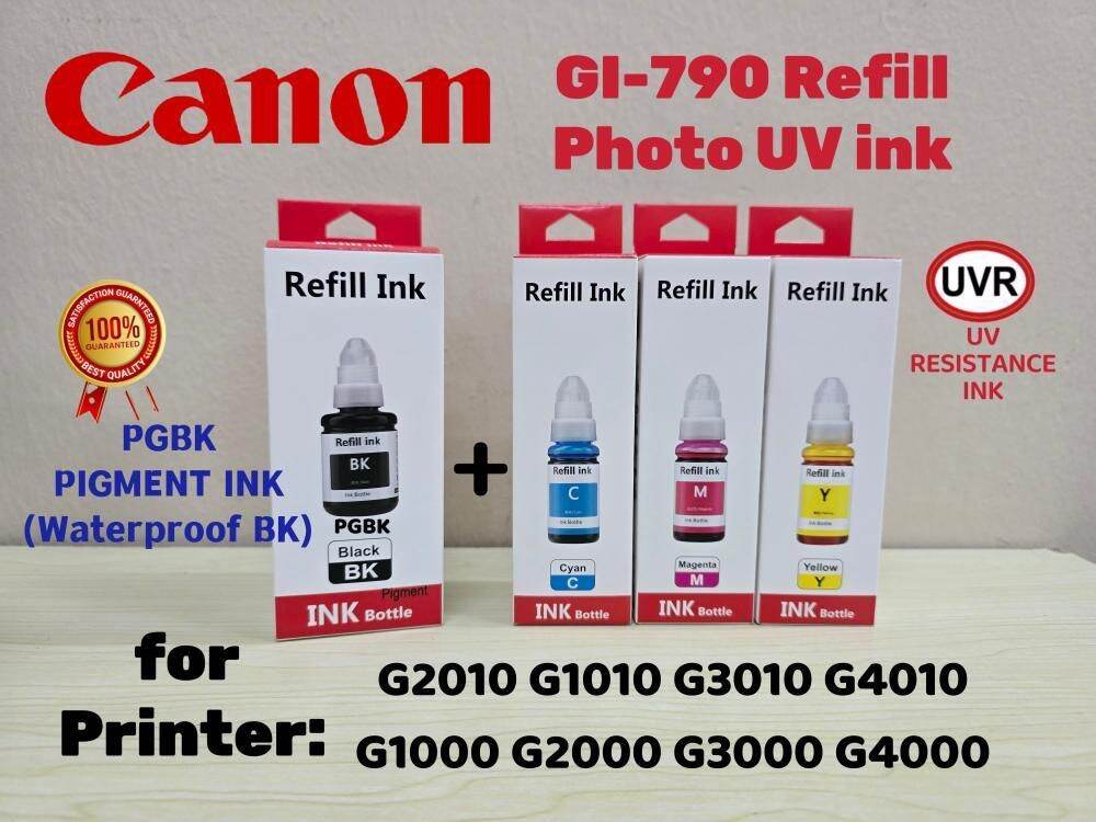 PGBK CANON GI-790 gi790 Pigment Waterproof ink for printer Pixma G3010 ...
