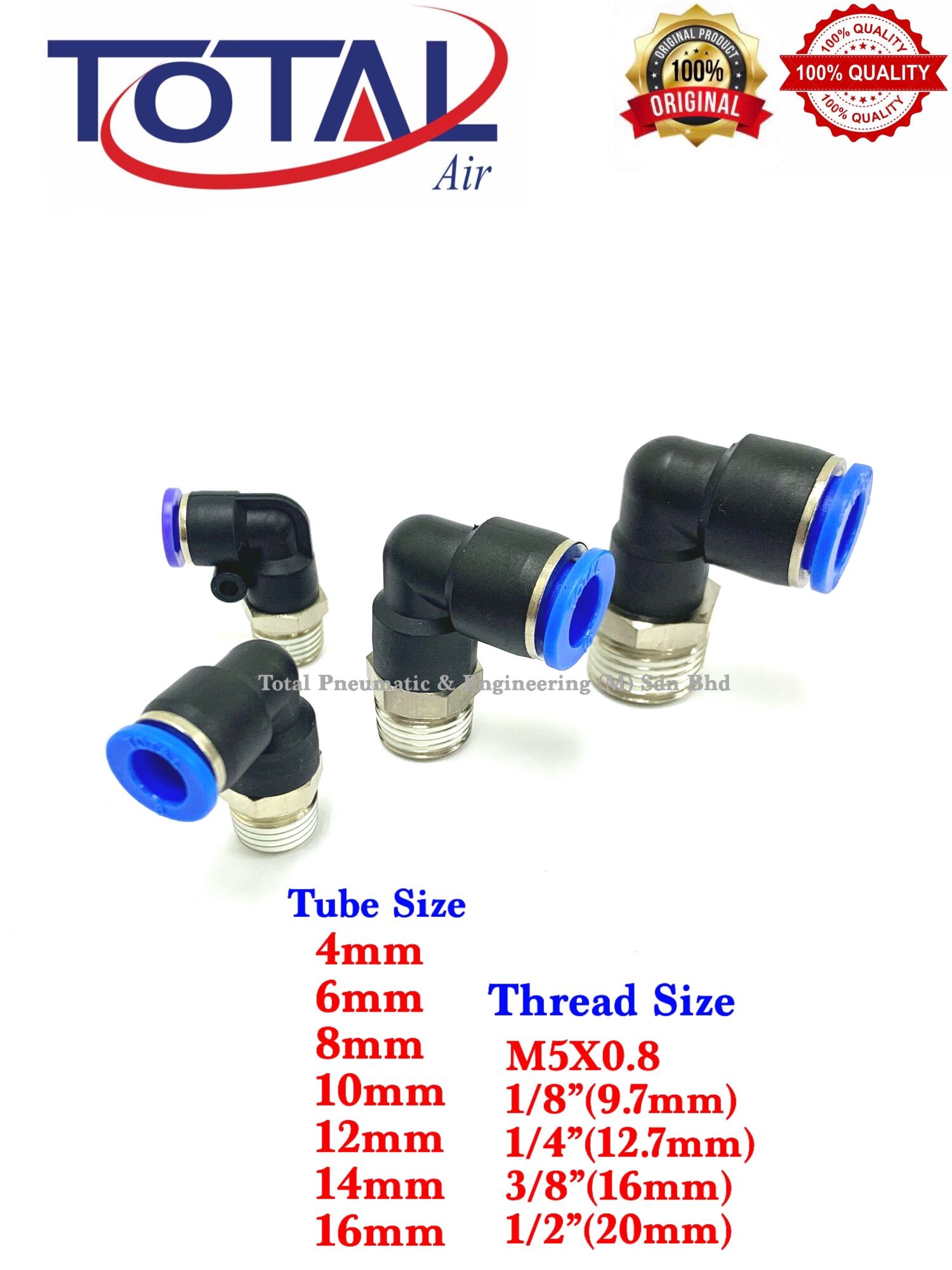 PL Series 4MM 6MM 8MM 10MM 12MM 14MM 16MM Male Elbow Connector ...