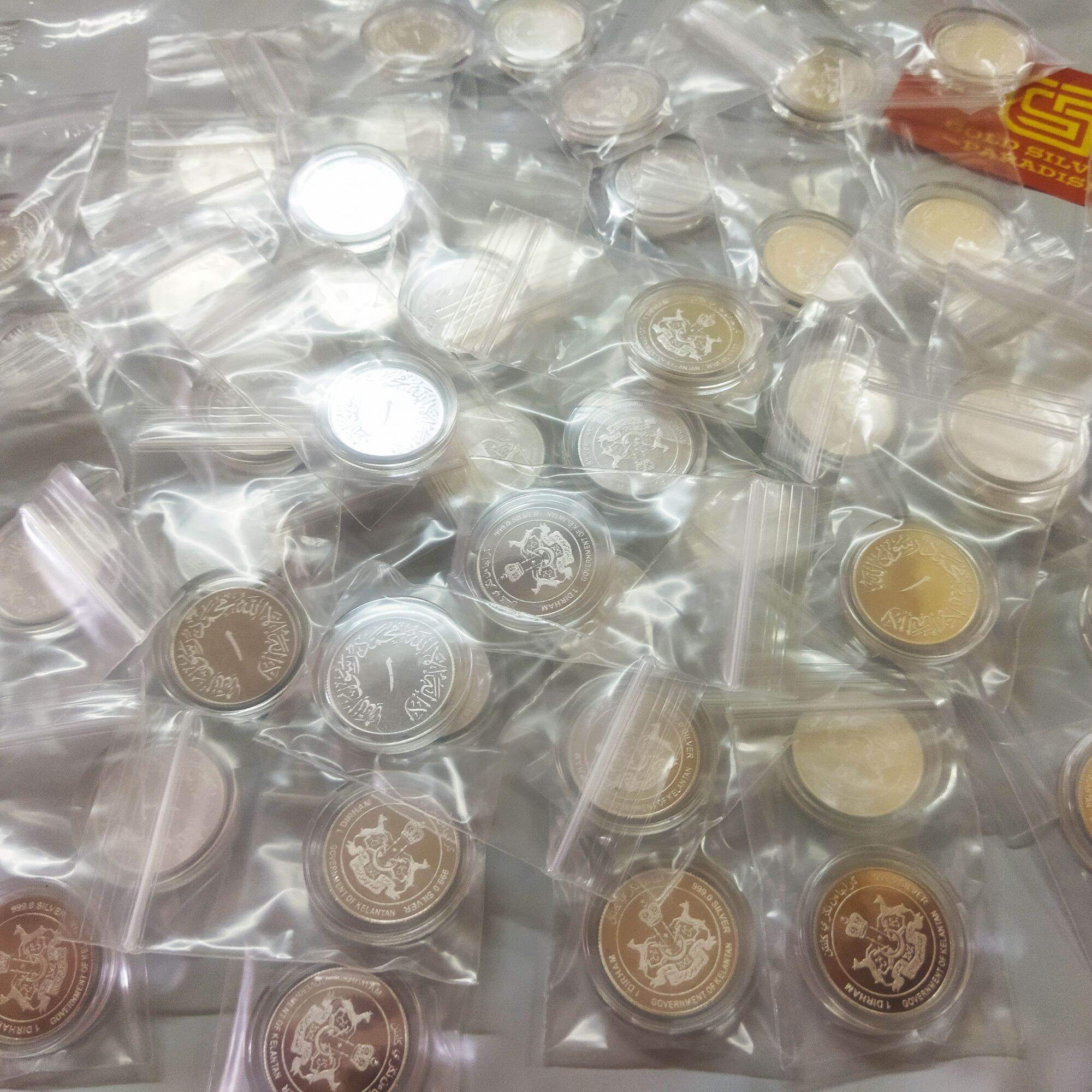 50 x 1 Dirham Silver 999 - KGT new design in capsule (Lot of 50 pcs ...