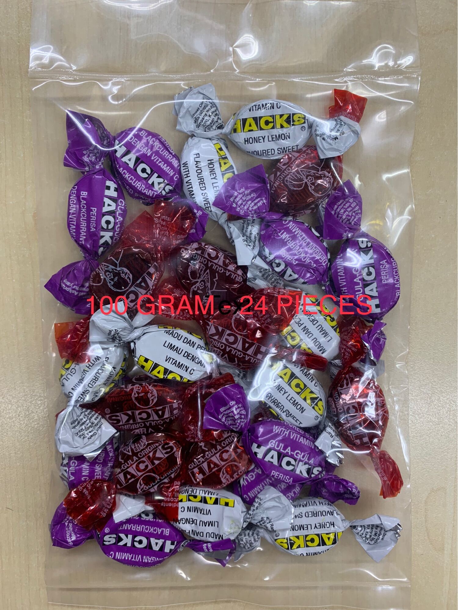HACKS CANDY REGULAR / HONEY LEMON / BLACKCURRANT / ASSORTED (100G / 24 ...