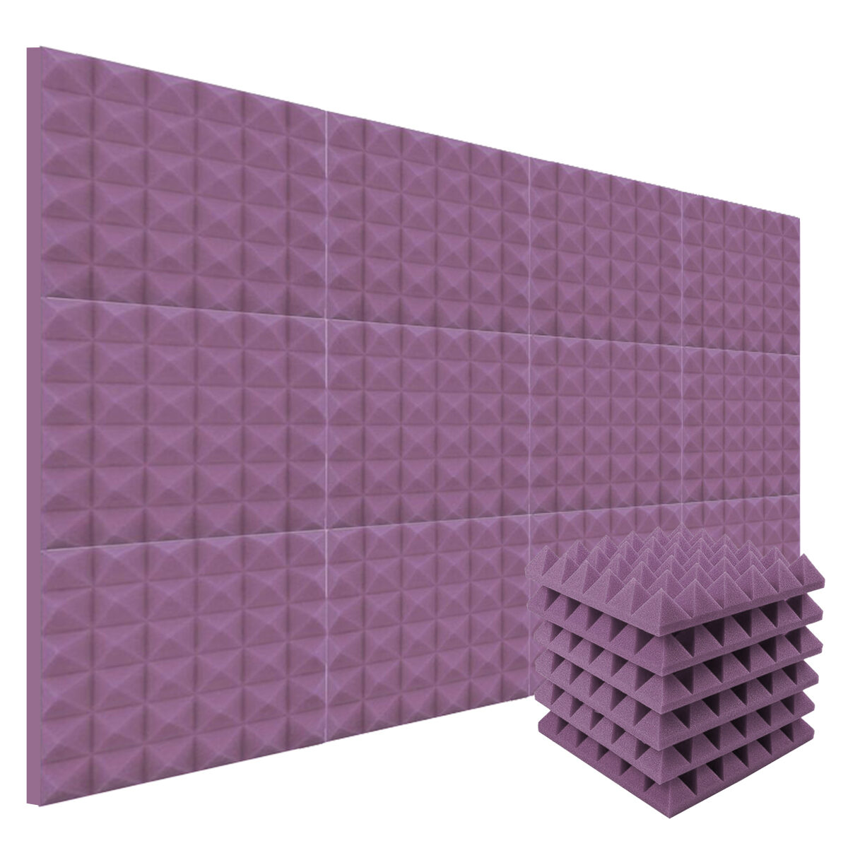 BEIYIN Acoustic Diffuser Foam Panels 30X30X5cm Pyramid Soundproof Sound ...