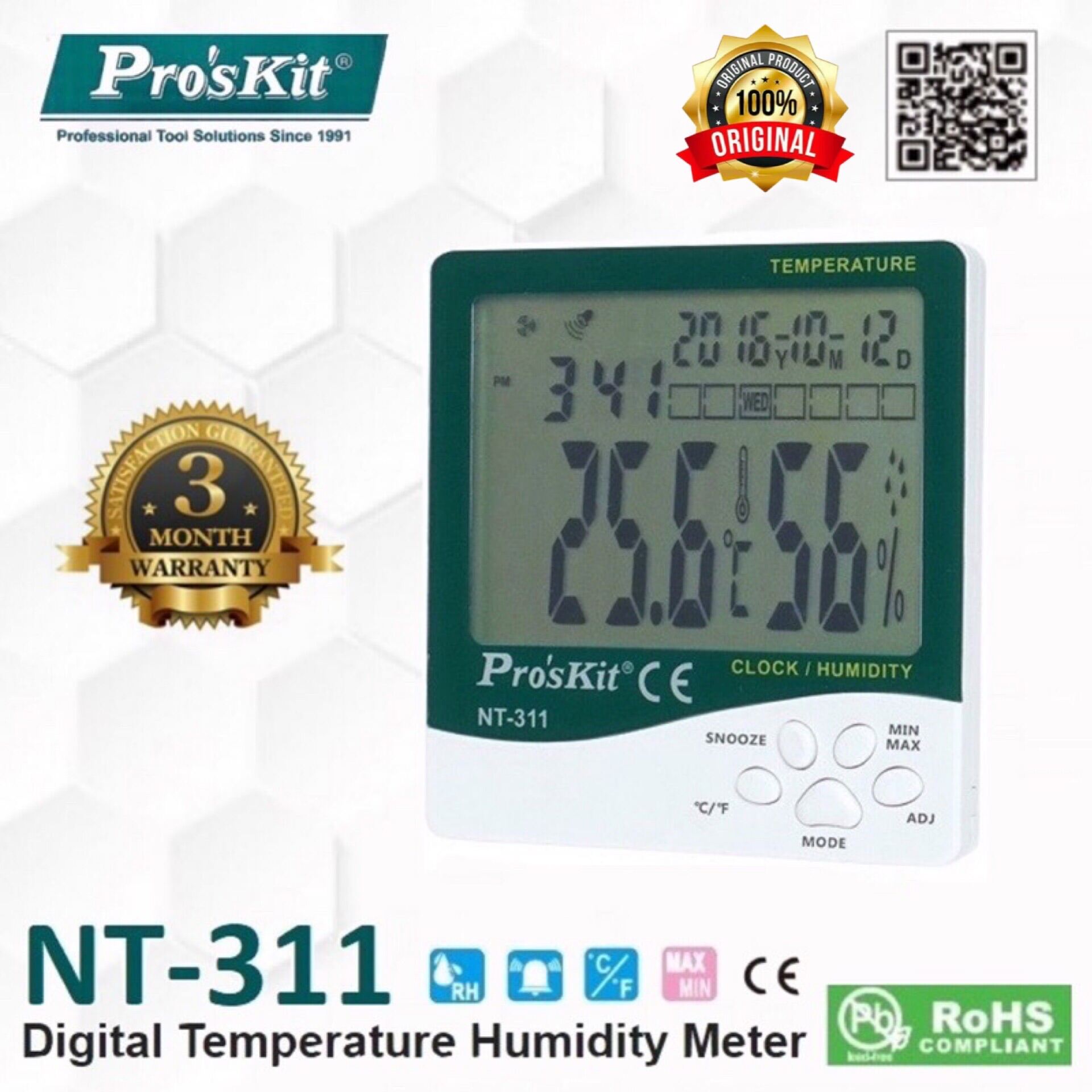 Pro’skit Digital thermometer Original NT311 Humidity meter Temperature ...