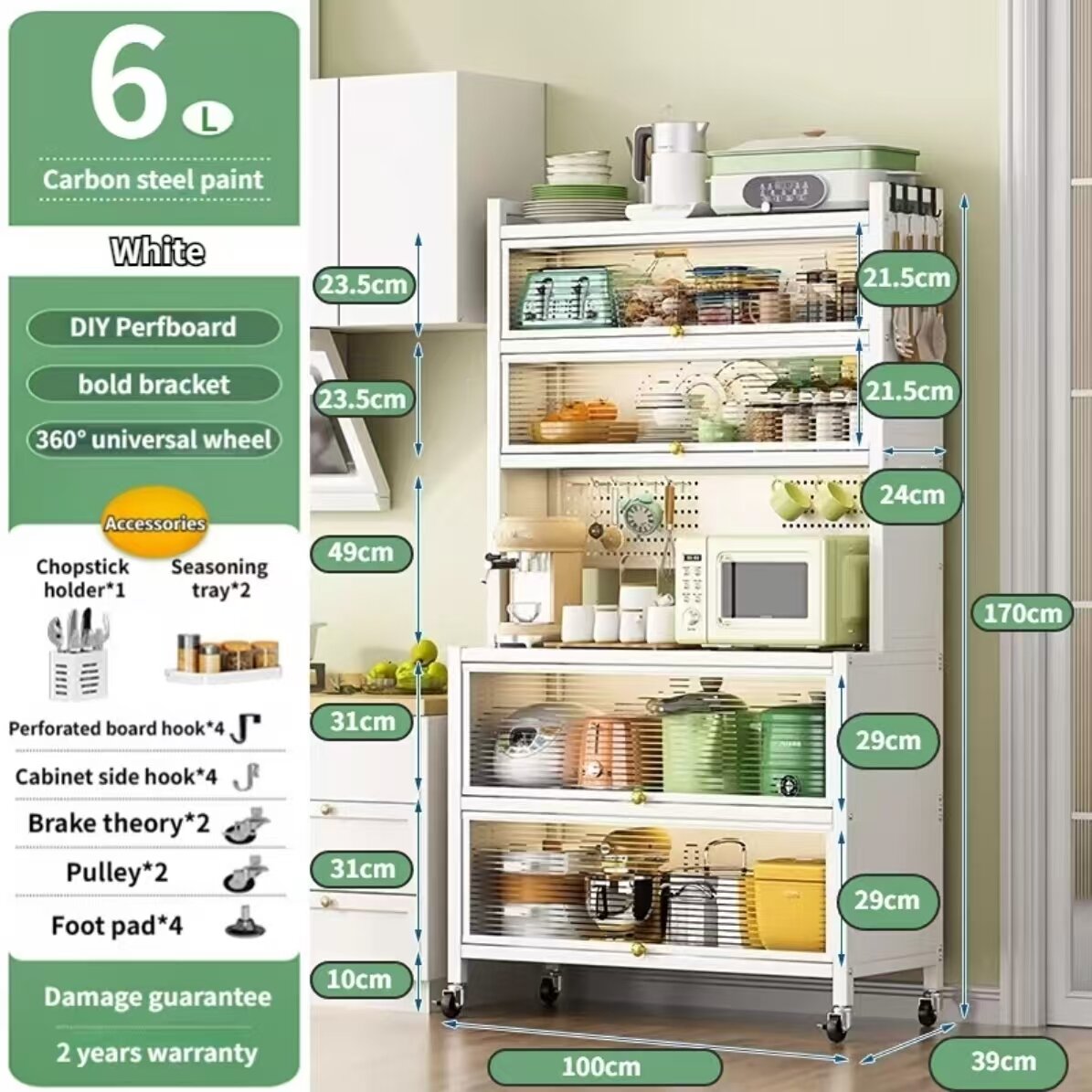 5-layer Kitchen Cabinet Microwave Rack Storage Rack Multifunctional ...