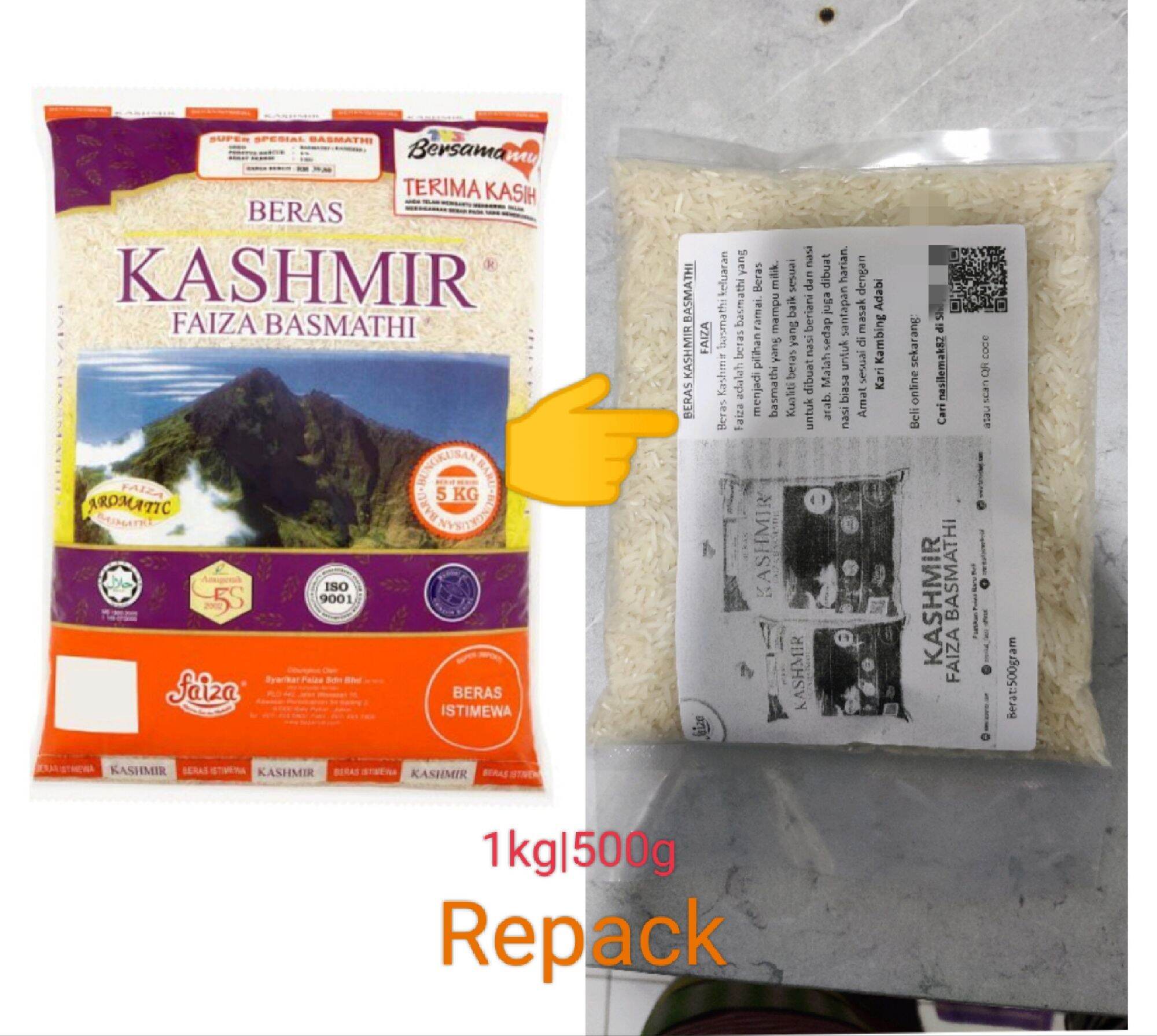 Faiza Kashmir Basmathi Rice 1kg (repack), Beras Basmati | Lazada