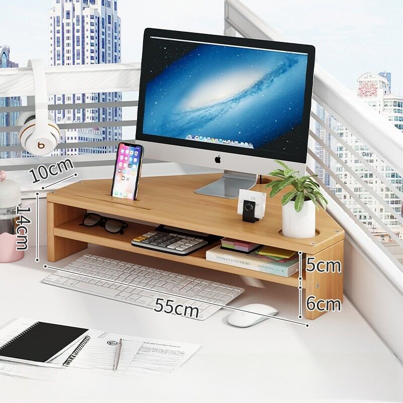 Computer Monitor Riser Stand Corner Office Desktop Storage Shelf ...