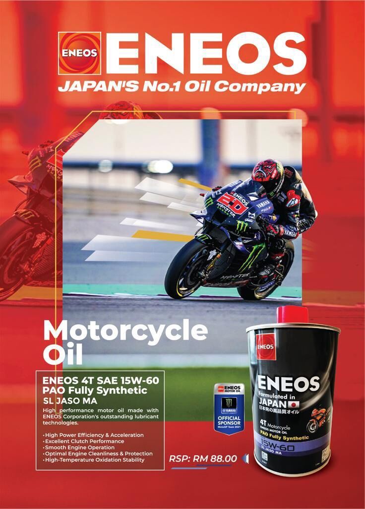 Eneos 4T oil 15W60 SL JASO MA Pao Fully Synthetic 1Liter Eneos motor ...