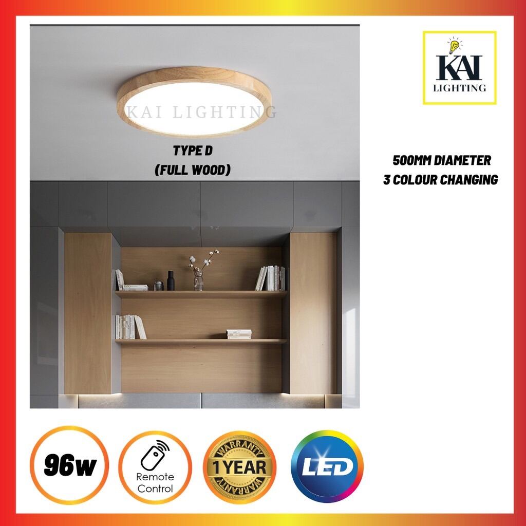 NORDIC MUJI CEILING LIGHT 50CM MODERN LED SURFACE WOOD FRAME CEILING ...