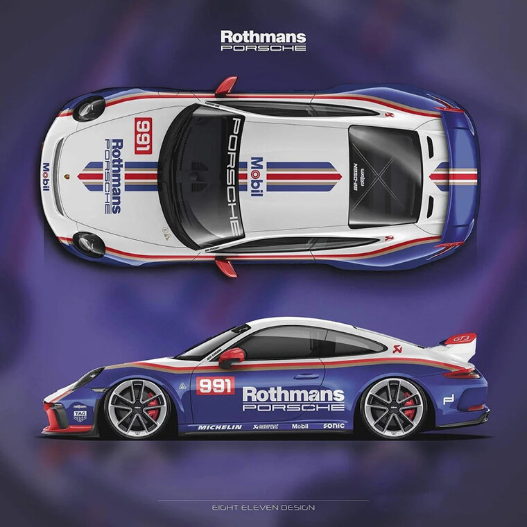 Porsche 991.2 GT3 Rothmans Body Stickers Car Decals Full Vehicle Wrap ...