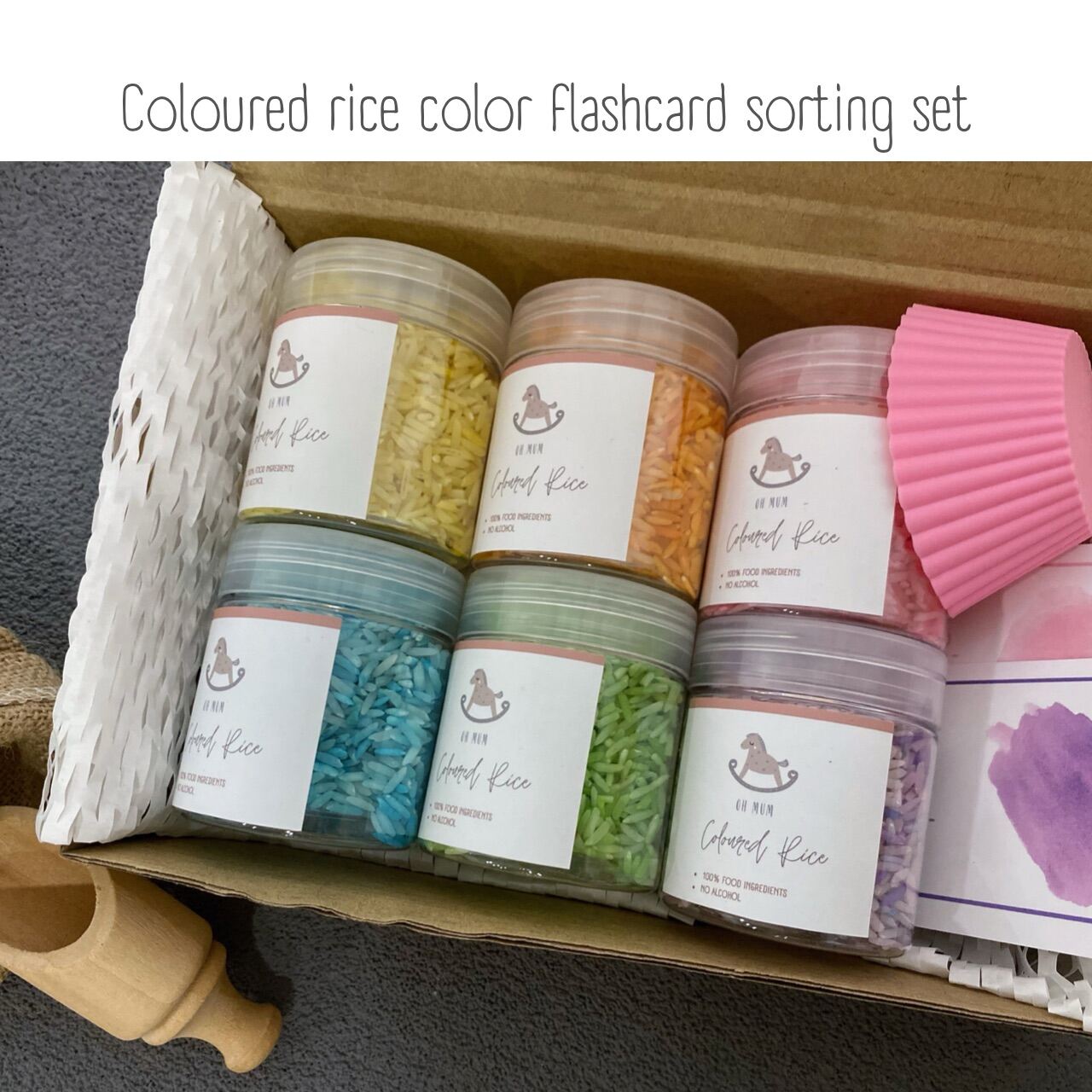 READY STOCK Coloured rice colour flashcard Sorting Set Fine motor skill ...
