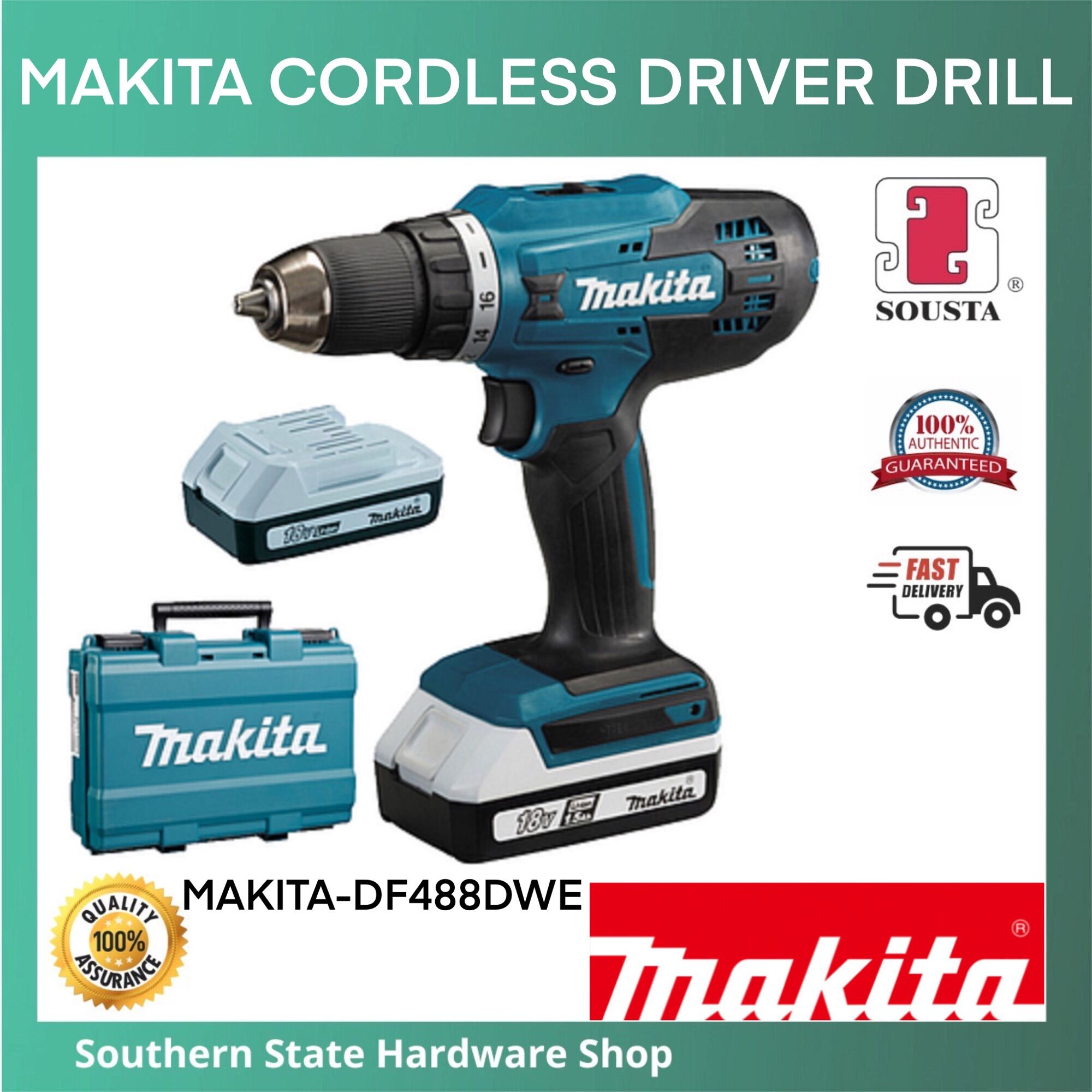 DF488DWE MAKITA 13 mm (1/2") 18V (G-Battery) Cordless Driver Drill ...