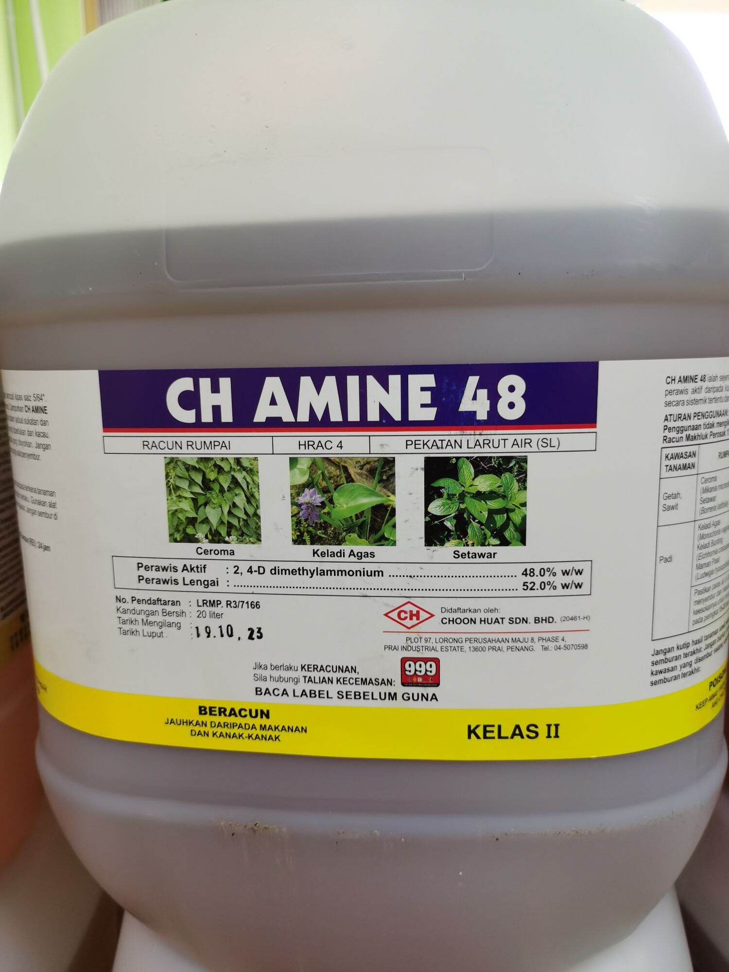 CH AMINE 48 20L Racun Rumpai / 2,4-D dimethylamine 48% /Rumput Para / Keladi Agas / Parit /Halex ...