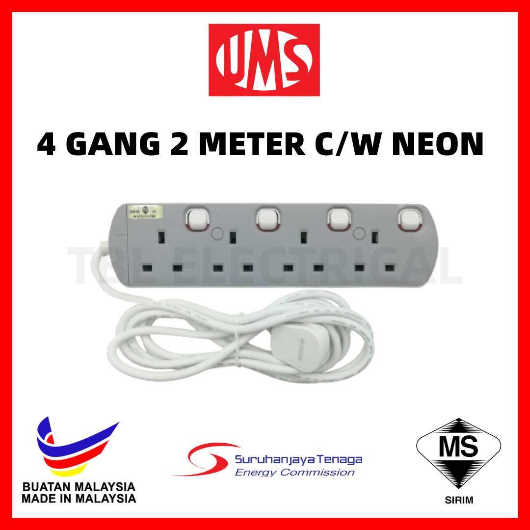 UMS 13A 2 Yard Power Extension Socket Outlet with Neon Light (SIRIM ...