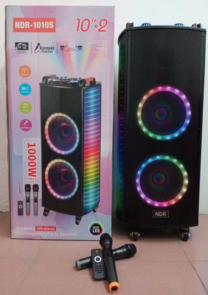 PARTY BLUETOOTH SPEAKER WITH 2 WIRELESS MIC AND CONTROL MODEL: NDR-1010S | Lazada